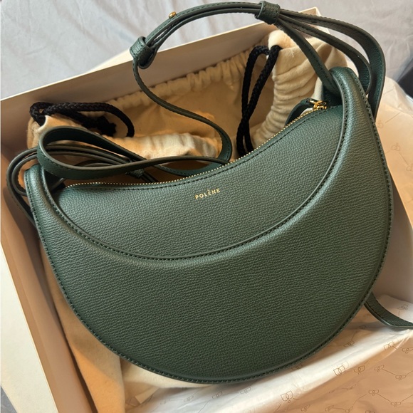 Polene | Bags | Polene Green Leather Shoulder Bag With Crescent Design ...